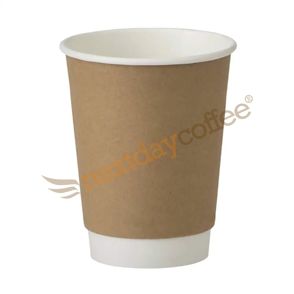 12oz Double Wall Disposable Cups, Plain Kraft for Drinks