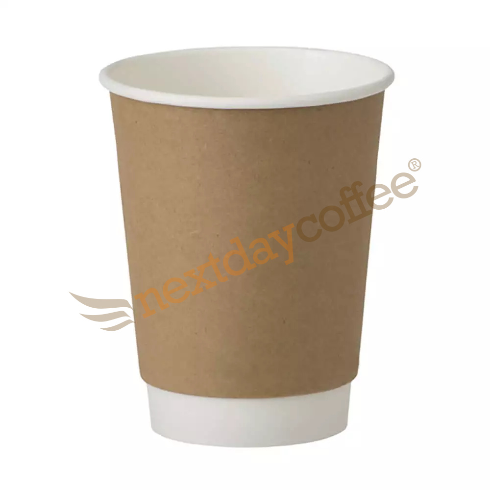 12oz Double Wall Disposable Cups, Plain Kraft Cups
