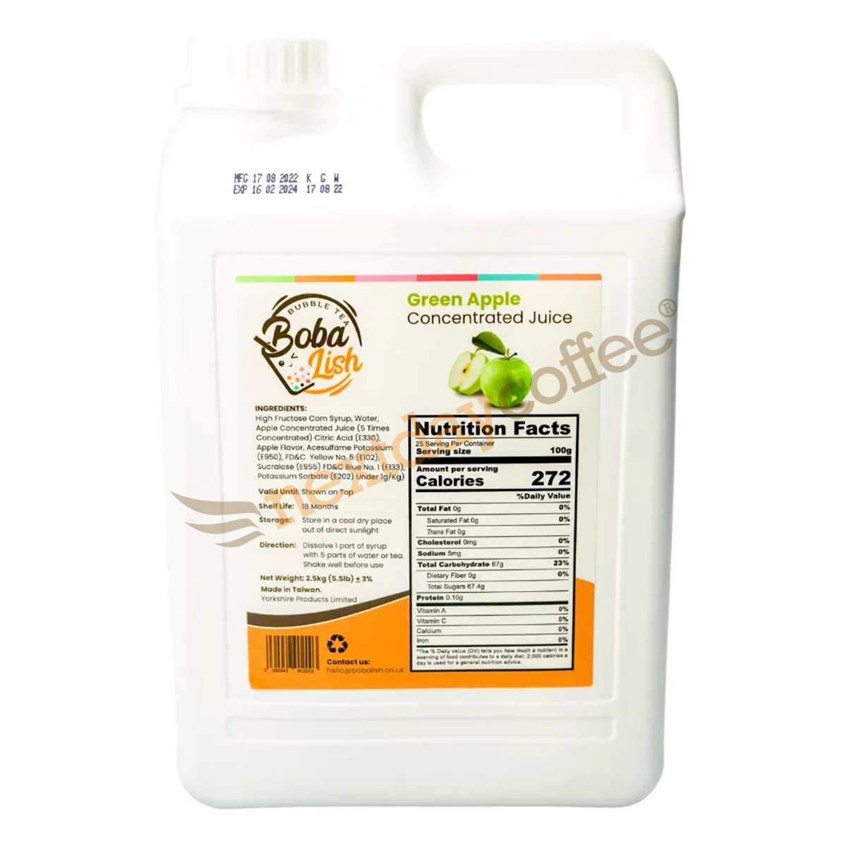 Green Apple Bubble Tea Syrup 2.5kg | Boba Lish Syrup