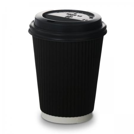 12oz black ripple disposable takeaway cups for hot drinks