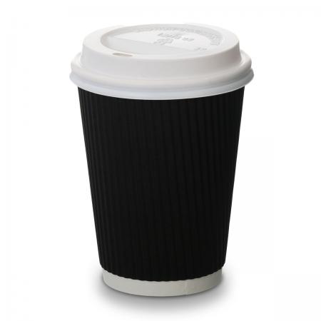 12oz black ripple disposable paper cups for hot drinks