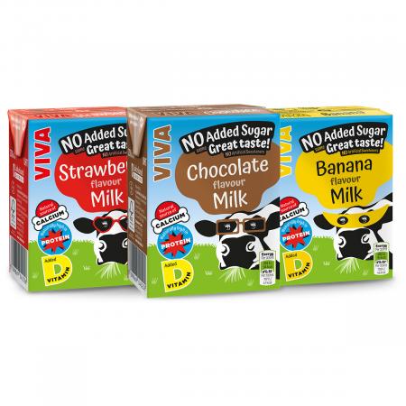VIVA Banana Flavoured Milk (27 x 200ml) No Added Sugar